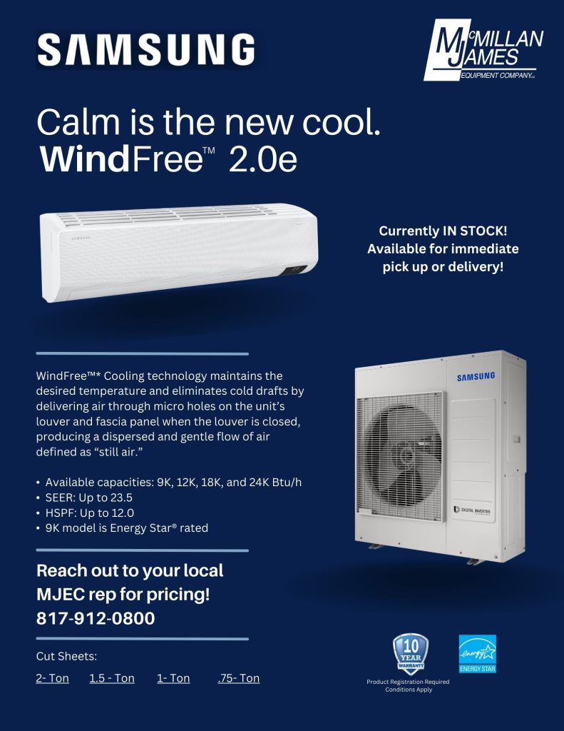 Samsung Mini-Split Units Now in Stock! – McMillan James Equipment Company